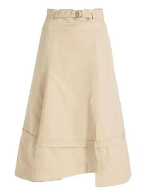 3.1 Phillip Lim Belted Cotton-blend Ottoman Midi Skirt - Beige