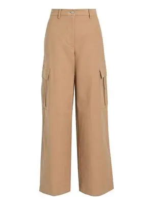 Theory Cotton-blend Twill Wide-leg Cargo Pants - Camel