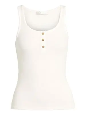 FRAME Ribbed Stretch-modal Tank - Off-white