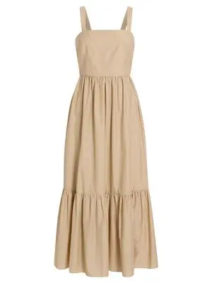 Theory Tiered Cotton-blend Midi Dress - Beige