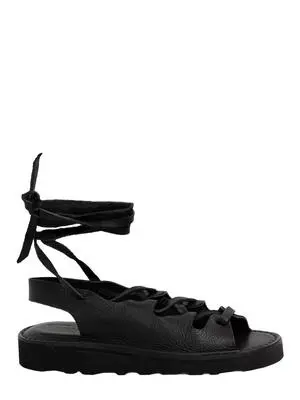 FRACAP Lace-up Leather Sandals - Black