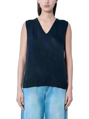 THE ROW V-neck Sleeveless Vest - Blue