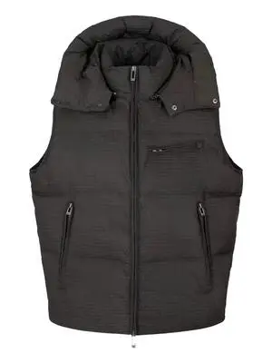 Emporio Armani Quilted Gilet With Logo Print - Black