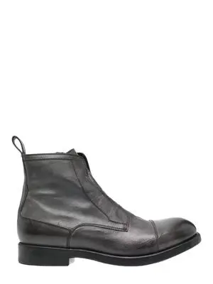 LEQARANT Leather Zip-up Ankle Boots - Grey
