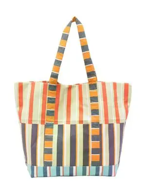 ÉPICE Striped Panel Tote Bag - Green