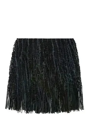 ROBERTA EINER Element Knitted Fringe Mini Skirt - Black