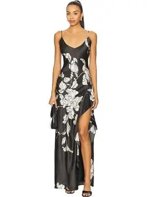 House Of Harlow 1960 Aurora Maxi Dress - Black & White Floral