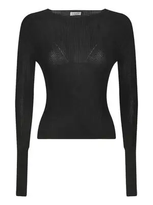 LANVIN Ribbed Knit Top - Black