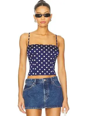 MORE TO COME Annie Cami Top - Navy Polka Dot