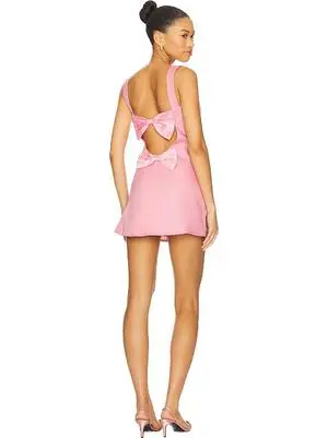open lace back dress Carabella Red High-Neck Short-Sleeve Mini Dress – Club L London main image 1