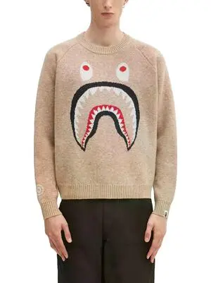 A BATHING APE Shark-head Intarsia Sweater - Neutrals