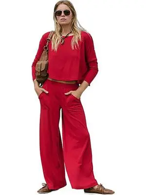 Free People Free People Long Pant Set Cherry