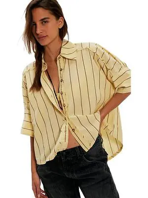 Free People We The Free Seaside Striped Shirt - Afterglow Combo