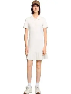 Sandro Mini Knit Polo Dress - Neutral / White