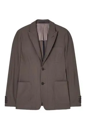 Giorgio Armani Single-breasted Jacket In Technical Waffle Fabric - Natural