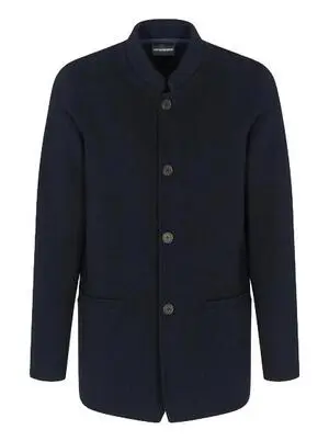 Emporio Armani Travel Essentials Milano-stitch Fabric Blazer - Navy