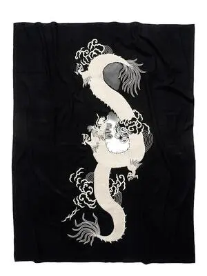 Natori Dragon Embroidery Throw - Black