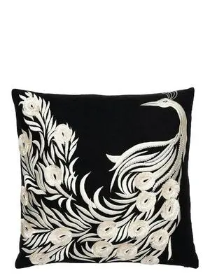 Natori Mayon Peacock Embroidery Pillow Case - Black