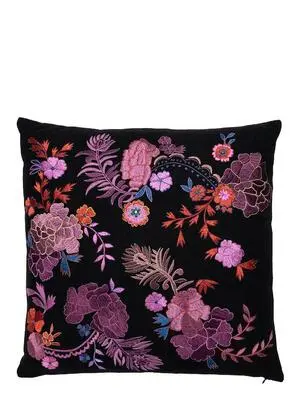 Natori Mayon Bohemian Floral Embroidered Pillow Case - Black