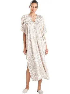Natori Leopard Print Caftan - Natural