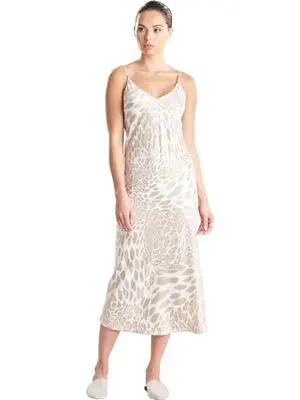 Natori Luxe Leopard Slip Dress - Natural