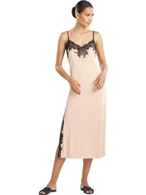 Natori Enchant Lace Slit Slip Dress - Natural