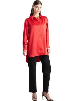 Natori Luxe Charmeuse Shirt - Red