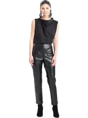Natori Vegan Luxe Lambskin Ankle Pants - Black