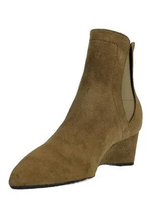 Natori Suede Wedge Bootie - Olive