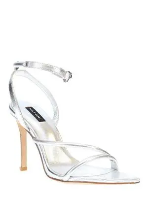 Natori Reiki Nappa Leather Ankle Strap Heels - Silver