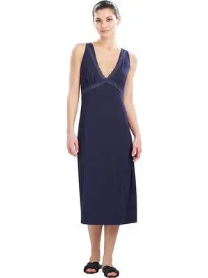 Natori Feathers Essentials Lenzing Ecovero Viscose Slip Dress - Blue