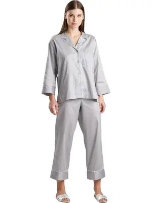 Natori Cotton Sateen Essentials Notch Pj Set - Black / White / Pink / Gray