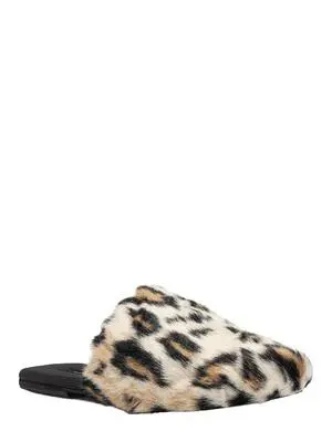 NATORI Faux Leopard Fur Slides