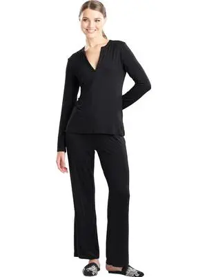 Natori Feathers Essentials Lenzing Ecovero Viscose Pj - Black