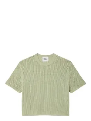 WHITE & WARREN Cashmere Waffle Mesh Tee - Green