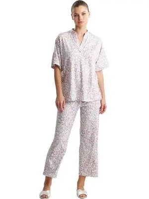 Natori Misty Leopard Knit Pajama Set - Animal Print
