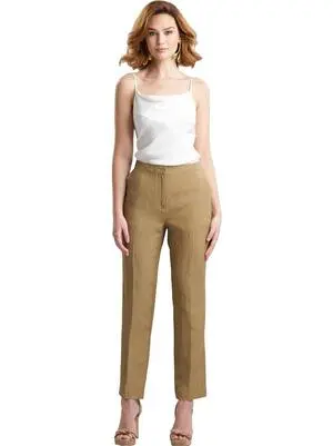 Natori Linen Blend Slim Pants - Neutral