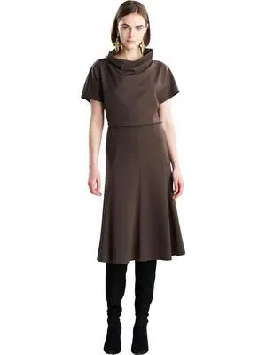 Natori Compact Knit Flair Skirt - Brown