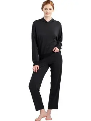 Natori Eden Rib Knit Everywhere Hoodie - Black
