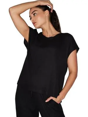 Natori Eden Rib Knit Everywhere Top - Black