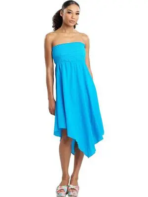 Natori Cotton Gauze Bandeau Dress - Blue
