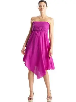 Natori Cotton Gauze Bandeau Dress - Pink / Purple