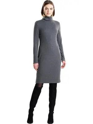 Natori Layering Jersey Turtleneck Dress - Gray