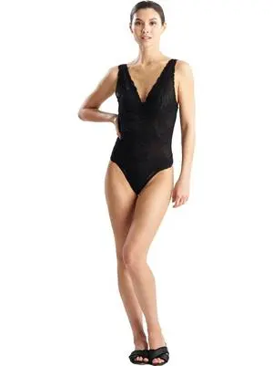 Natori Feathers Boudoir Bodysuit - Black