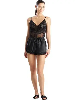 Natori Feathers Boudoir Romper - Black