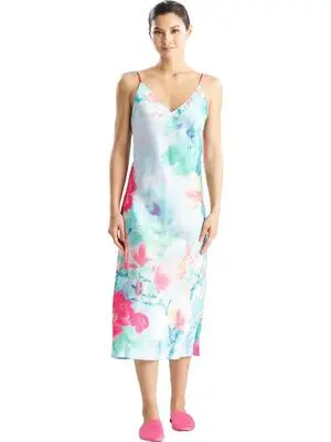 Natori Floral Garden Slip Dress - Blue