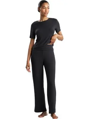 Natori Ribbed Knit Ease Pants - Black
