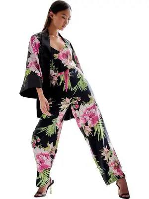 Natori Sonomi Wrap - Black / Floral / Multicolor