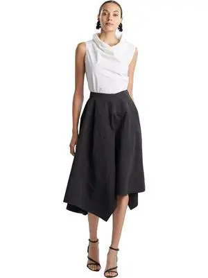 Natori Tech Cotton Taffeta Origami Spiral Skirt - Black