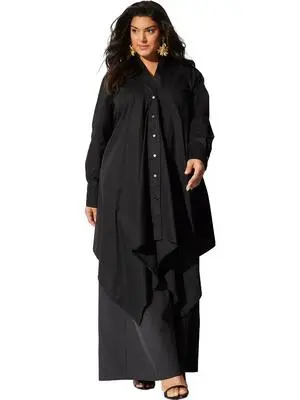 Natori Cotton Poplin Handkerchief Tunic - Black